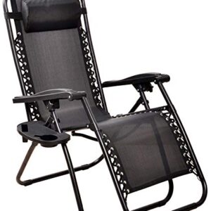 Elevon Adjustable Zero Gravity Lounge Chair Recliners for Patio, Black, 2-Pack