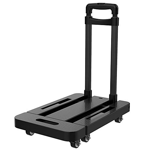 Upgraded 2020 Utility Folding Hand Truck Dolly Cart with Carrying Capacity 440LBS. 6 Wheels, 360 Rotating Portable Heavy Duty Platform Trolley Cart for Shopping, Moving, Travelling, Luggage and Office