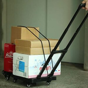 Upgraded 2020 Utility Folding Hand Truck Dolly Cart with Carrying Capacity 440LBS. 6 Wheels, 360 Rotating Portable Heavy Duty Platform Trolley Cart for Shopping, Moving, Travelling, Luggage and Office