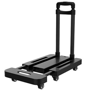 Upgraded 2020 Utility Folding Hand Truck Dolly Cart with Carrying Capacity 440LBS. 6 Wheels, 360 Rotating Portable Heavy Duty Platform Trolley Cart for Shopping, Moving, Travelling, Luggage and Office