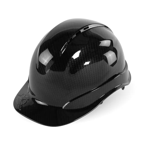 Bullhead Safety Vented Cap Style Hard Hat with Six-Point Ratchet Suspension, Reversible Construction Hard Hat for Safety with Integrated Vents and Brow Pad, OSHA/ANSI Compliant, Shiny Black Graphite