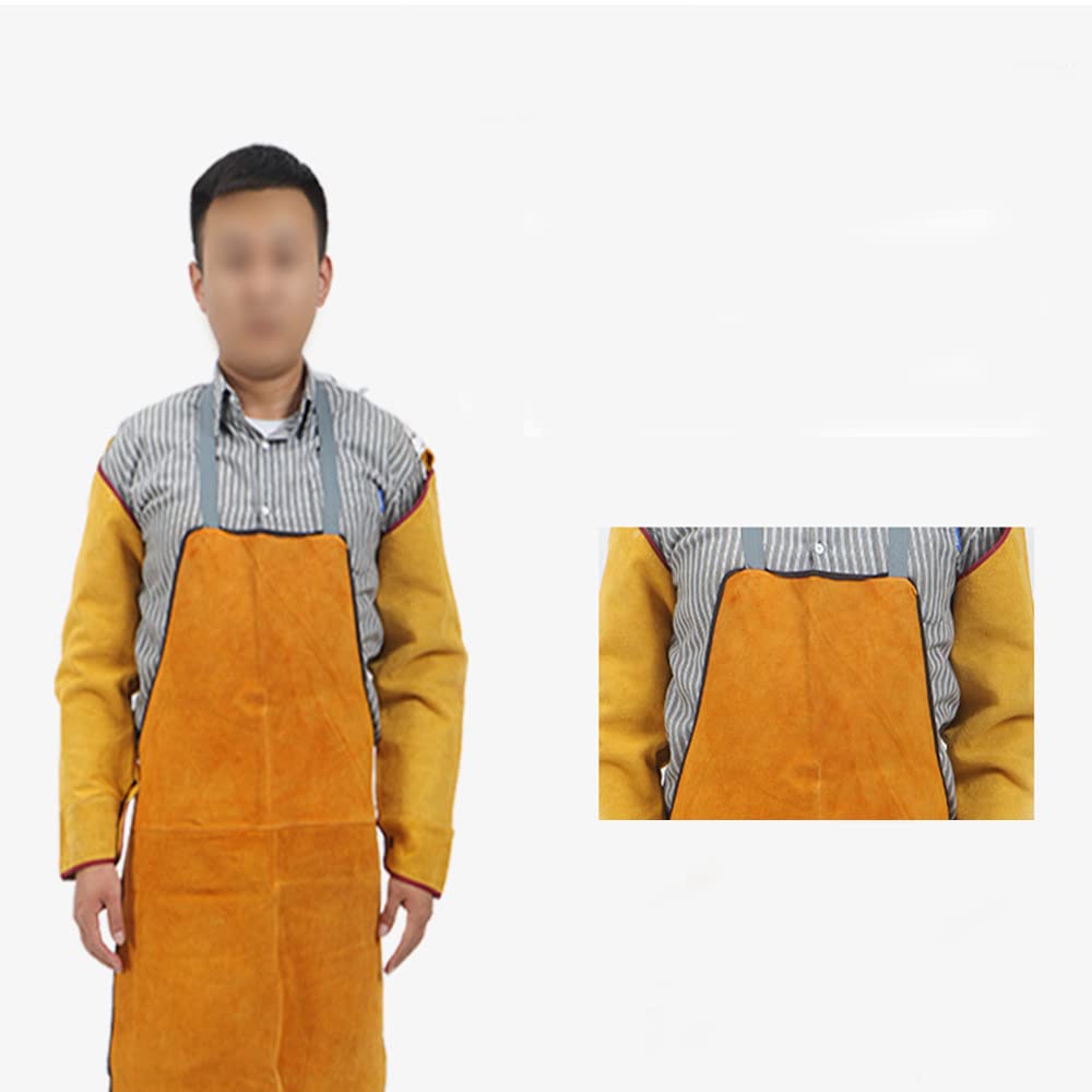 Utoolmart Cowhide Leather Welding Apron, Thermal Insulation Protection Welders, Heat and Flame Retardant Welding Work Apron, for Blacksmith, Welder, Woodworking, Heavy Duty Work 1 Pcs