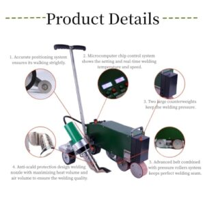 Plastic Welder Roof PVC Waterproof Membrane Welding Machine TPO Automatic Traveling Edge Welding Kit Hot Air Gun Accessories (230V welder+120V heat gun)