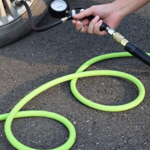 YOTOO Hybrid Air Hose 3/8-Inch by 100-Feet 300 PSI Heavy Duty, Lightweight, Kink Resistant, All-Weather Flexibility with 1/4-Inch Industrial Air Fittings and Bend Restrictors. Green+Blue