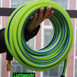 YOTOO Hybrid Air Hose 3/8-Inch by 100-Feet 300 PSI Heavy Duty, Lightweight, Kink Resistant, All-Weather Flexibility with 1/4-Inch Industrial Air Fittings and Bend Restrictors. Green+Blue