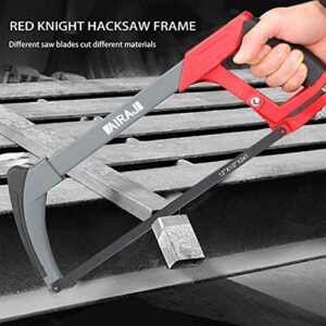 AIRAJ 12 inch Adjustable Hacksaw Frame Set,Tools High-Tension Hacksaw,with 10 Hacksaw Blades,Suitable for Gardeners,PVC Pipes,Metal Pipes,Wood Saws.