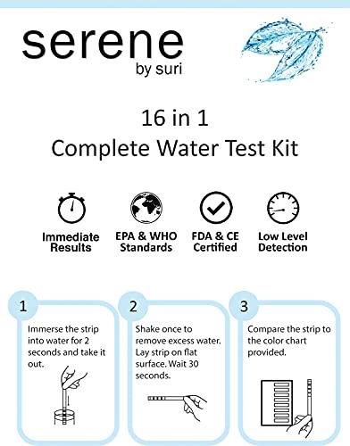 16 in 1 Complete Drinking Water Test Strip Kit | USA EPA & WHO Standard | FDA & CE Compliant | 10 Strips | Low Level Detection for pH, Hardness, Lead, Iron, Copper, Chlorine, Nitrate, Nitrite, & More