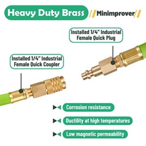 Minimprover 3/8" x 12 Inch Heavy Duty Short Air Compressor EPDM Rubber Hose 300 PSI: 1/4" Male NPT to 1/4" Male NPT Connections With Quick Coupler Brass Fitting