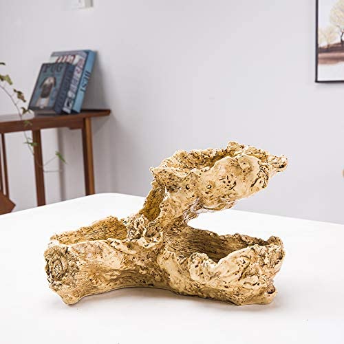 Faux Driftwood Planter Sculpture Multilayer Log Planter Artificial Tree Root Stump Style Flower Pot Indoor&Outdoor Planter (Multilayer)