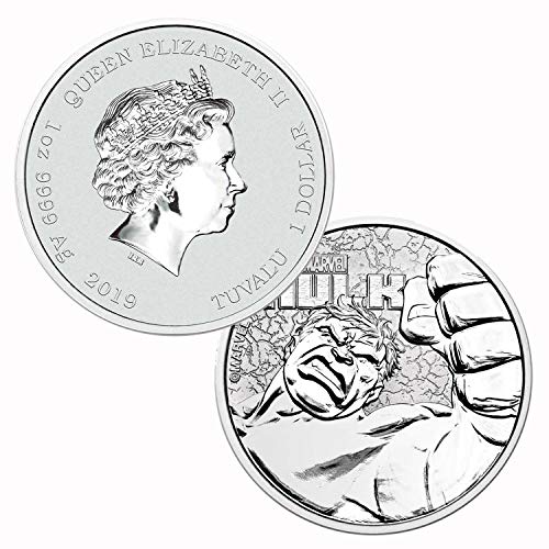 2019 1 oz .9999 Silver Marvel Hulk Tuvalu $1 Brilliant Uncirculated