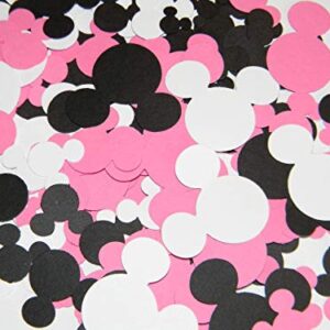 200 Mickey Minnie Mouse head inspired confetti - Mixed sizes of black, Pink & white - Birthday party Baby Shower Wedding confetti