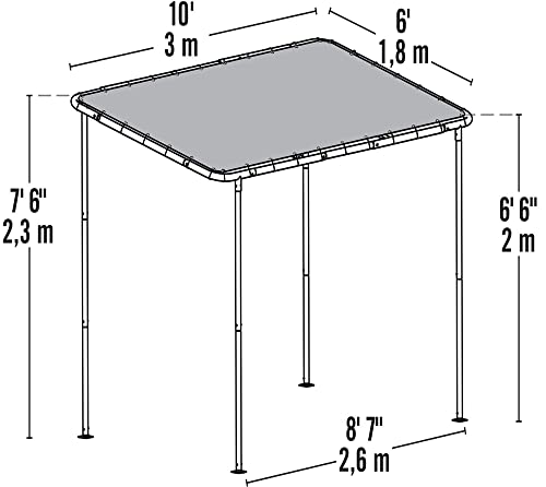 ShelterLogic 10' x 6' Solano Gazebo Canopy Charcoal Carbon Steel Frame and Marzipan Water-Resistant and Sun Protection Tan Cover