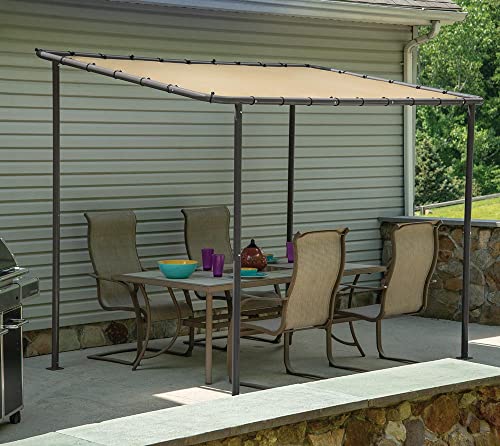 ShelterLogic 10' x 6' Solano Gazebo Canopy Charcoal Carbon Steel Frame and Marzipan Water-Resistant and Sun Protection Tan Cover