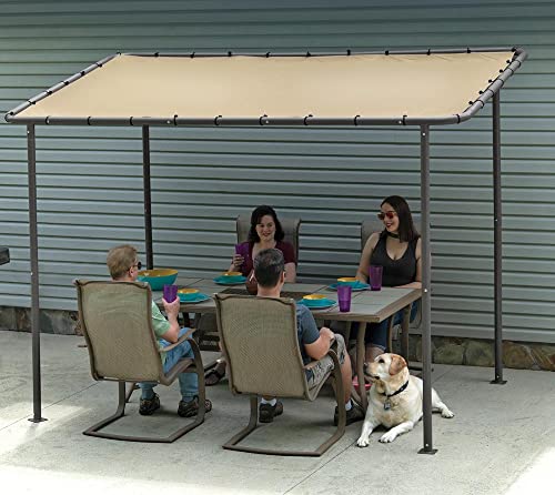 ShelterLogic 10' x 6' Solano Gazebo Canopy Charcoal Carbon Steel Frame and Marzipan Water-Resistant and Sun Protection Tan Cover