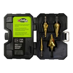 disston 4-piece spiral step drill premium kit (1/8"-1/2", 3/16"-7/8", 1/4"-1 1/8", 1/4" 1 3/8") e0102786