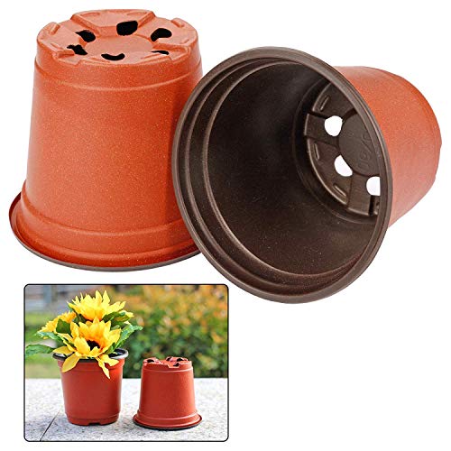 Augshy Nursery Pot, 75 Pcs 4" Plastic Nursery Seed Starting Pots Flower Plant Container for Succulent Seedling Cutting Transplanting