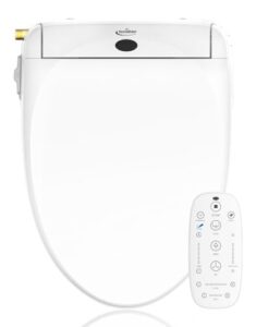 geniebidet electric heated smart bidet -unlimited warm water-self cleaning-heated seat-elongated-wireless remote control-convenient nightlight-oscillating wash. usa customer support/service.