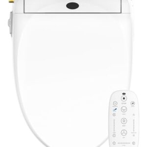 GenieBidet Electric Heated Smart Bidet -Unlimited Warm Water-Self Cleaning-Heated Seat-Elongated-Wireless Remote Control-Convenient Nightlight-Oscillating Wash. USA Customer Support/Service.