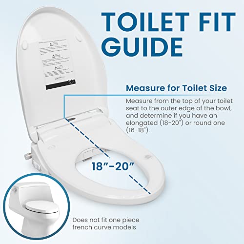 GenieBidet Electric Heated Smart Bidet -Unlimited Warm Water-Self Cleaning-Heated Seat-Elongated-Wireless Remote Control-Convenient Nightlight-Oscillating Wash. USA Customer Support/Service.