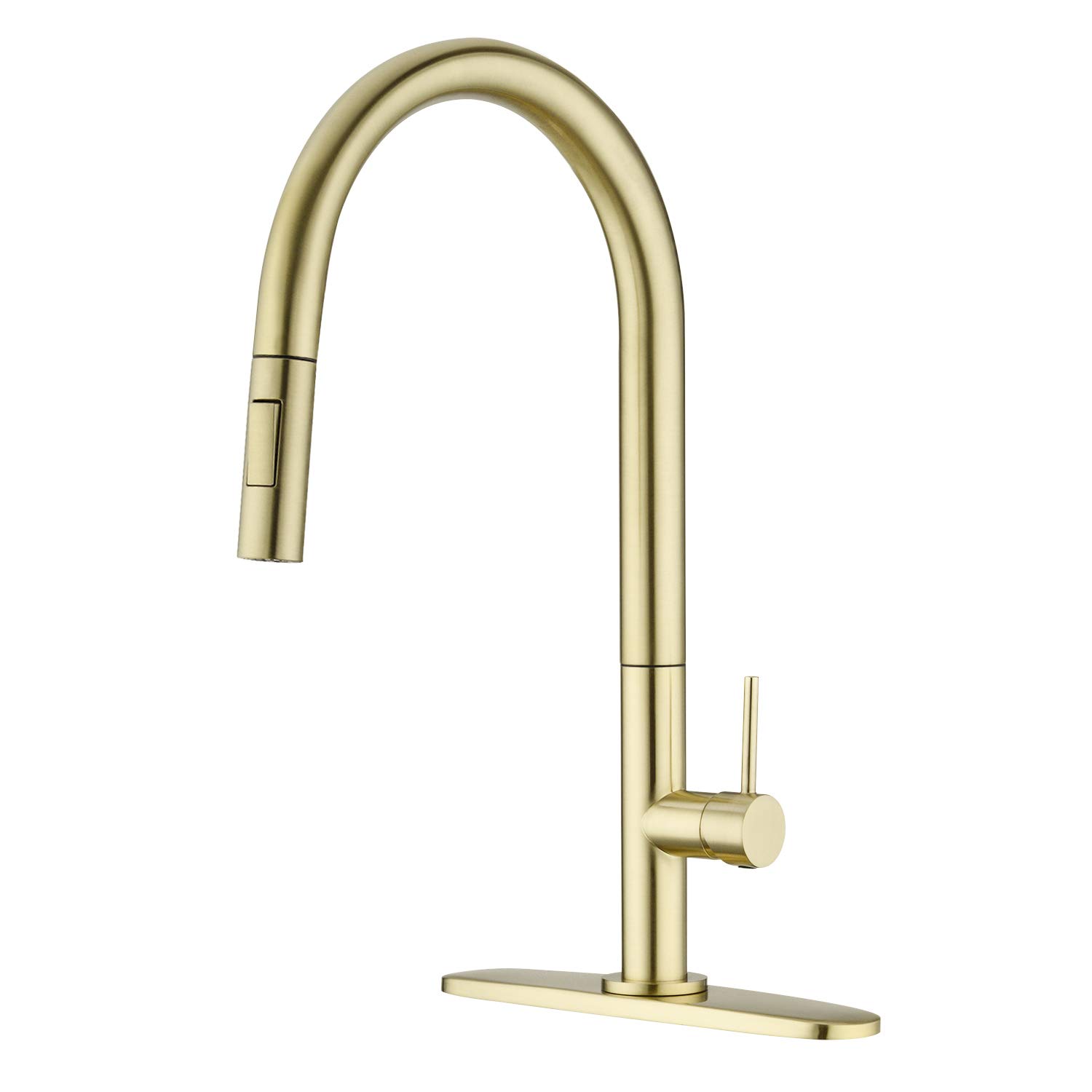 Delle Rosa Kitchen Faucet, Champagne Gold Kitchen Faucet with Pull Down Sprayer, 360 Rotate Gold Kitchen Faucet Pre-Rinse Pull Out Kitchen Faucet with Deck Plate