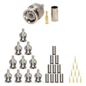 TLS.eagle BNC RG58 Plug Crimp Connector and Striping Crimp Tool for RG58 RG59 Pack of 10