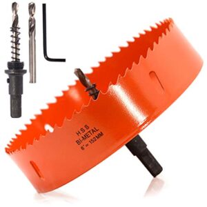 6 inch hole saw for making cornhole boards, bi-metal heavy duty steel corn hole saw , great 152mm hole drill bit for cutting wood, plastice, sheet metal (6in dia)