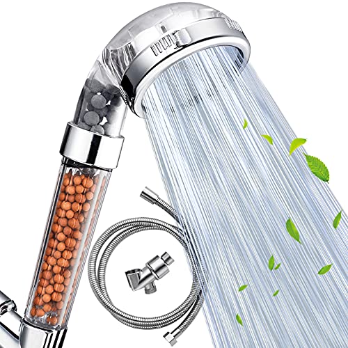 Nosame® Shower Head with Hose , Filter Filtration High Pressure Water Saving 3 Mode Function Spray Handheld Showerheads for Dry Skin & Hair