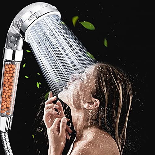 Nosame® Shower Head with Hose , Filter Filtration High Pressure Water Saving 3 Mode Function Spray Handheld Showerheads for Dry Skin & Hair