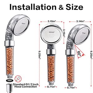 Nosame® Shower Head with Hose , Filter Filtration High Pressure Water Saving 3 Mode Function Spray Handheld Showerheads for Dry Skin & Hair