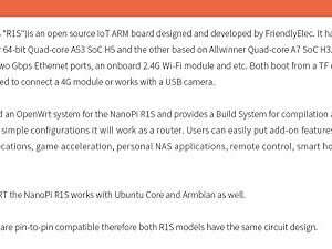 NanoPi R1S Allwinner H3 RAM 512M Tiny Computer & Router Dual Gbps Ethernet, in Pocket to go