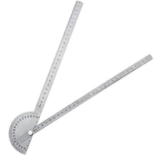 Outus Angle Protractor Angle Finder Ruler Two Arm Stainless Steel Protractor Woodworking Ruler Angle Measure Tool with 0-180 Degrees (30 cm/ 11.8 Inch)