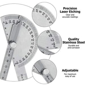 Outus Angle Protractor Angle Finder Ruler Two Arm Stainless Steel Protractor Woodworking Ruler Angle Measure Tool with 0-180 Degrees (30 cm/ 11.8 Inch)