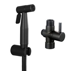 gaosin matte black handheld bidet sprayer diaper shattaf douche complete bidet set with 7/8 t-adapter for toilet bathroom