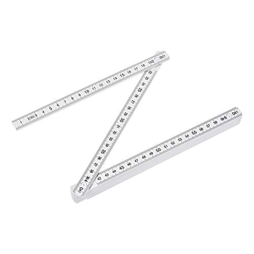 uxcell Folding Ruler 2 Meters 10 Fold Metric Measuring Tool ABS for Woodworking Engineer White