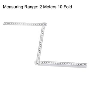 uxcell Folding Ruler 2 Meters 10 Fold Metric Measuring Tool ABS for Woodworking Engineer White