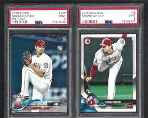 mint 2018 shohei ohtani topps & bowman 2 card rookie lot graded psa mint 9 angels mvp superstar