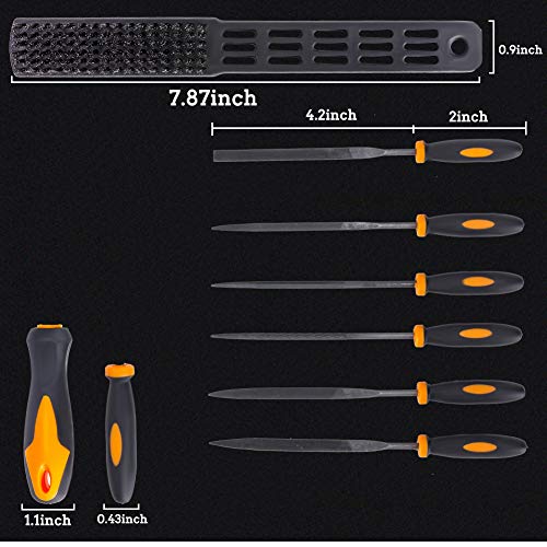 17Pcs File Tool Set with Carry Case,Premium Grade T12 Drop Forged Alloy Steel, Precision Flat/Triangle/Half-round/Round Large File and 12pcs Needle Files/1 brush