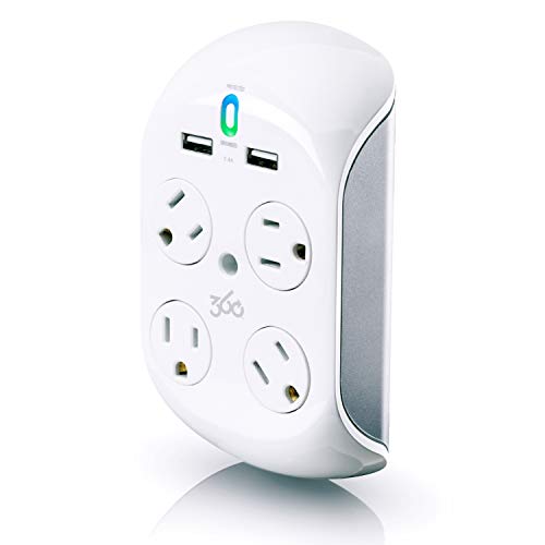 Revolve 2.4 4-Outlet Rotating Surge Tap w/ 2.4A 2-Port USB