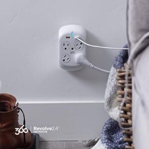 Revolve 2.4 4-Outlet Rotating Surge Tap w/ 2.4A 2-Port USB