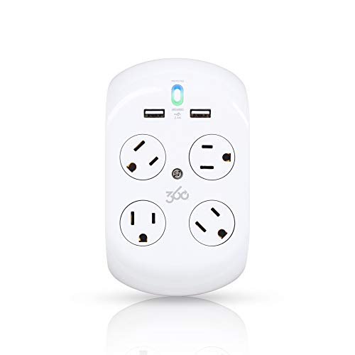 Revolve 2.4 4-Outlet Rotating Surge Tap w/ 2.4A 2-Port USB