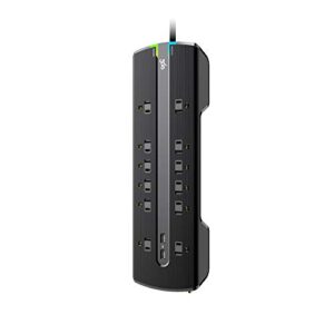 360 electrical producer 3.4 12-outlet surge strip w/ 3.4a 2-port usb, coax & rj11/rj45 (8ft) black