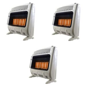 mr. heater 30000 btu vent free radiant propane indoor and outdoor wall or floor heater with thermostat for spaces up to 750 square feet, (3 pack)