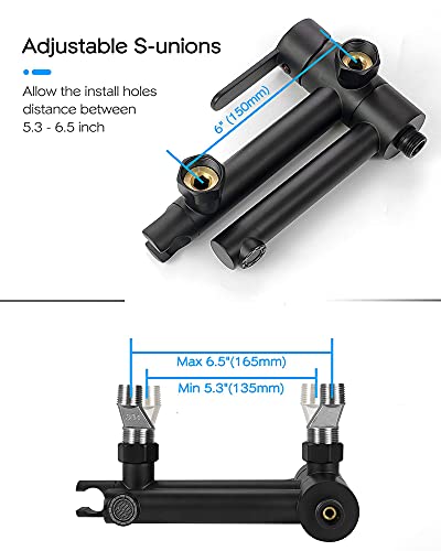 KAPHOME Matte Black Wall Mount Bathtub Faucet with Hand Shower,Tub Shower Faucet with Lengthened Folding Spout,KHSB05U