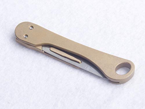 ILEAF Brass Daily Mini Pocket Folding Utility Knife with Key Ring and 10 Replaceable Quick Change Blades, Ultra Compact and Lightweight