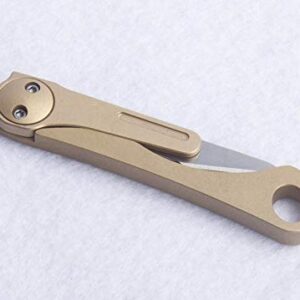 ILEAF Brass Daily Mini Pocket Folding Utility Knife with Key Ring and 10 Replaceable Quick Change Blades, Ultra Compact and Lightweight