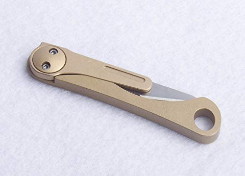 ILEAF Brass Daily Mini Pocket Folding Utility Knife with Key Ring and 10 Replaceable Quick Change Blades, Ultra Compact and Lightweight