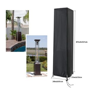 Aidetech Patio Heater Cover, Outdoor Standing Square Heater Covers with Zipper Waterproof Windproof Thicker Oxford (Black, 87" H x 21" W x 24" D Inch)