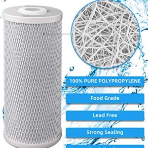 Fil-fresh 10" x 4.5" Whole House Water Filter 5 Micron Activated Carbon Water Filter Cartridge Replacement Compatible with DuPont WFHDC8001, Pelican CB-BB-10, EPM, EP-BB, 2 Pack