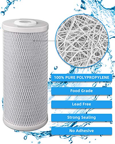 Fil-fresh 10" x 4.5" Whole House Water Filter 5 Micron Activated Carbon Water Filter Cartridge Replacement Compatible with DuPont WFHDC8001, Pelican CB-BB-10, EPM, EP-BB, 2 Pack