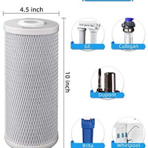 Fil-fresh 10" x 4.5" Whole House Water Filter 5 Micron Activated Carbon Water Filter Cartridge Replacement Compatible with DuPont WFHDC8001, Pelican CB-BB-10, EPM, EP-BB, 2 Pack